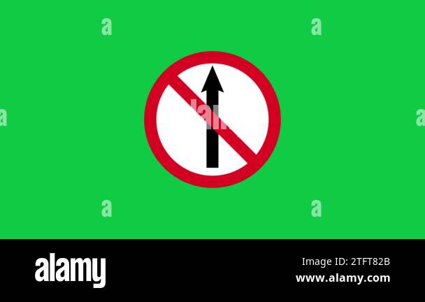 Red no entry traffic sign animation. No Entry traffic road sign, on ...