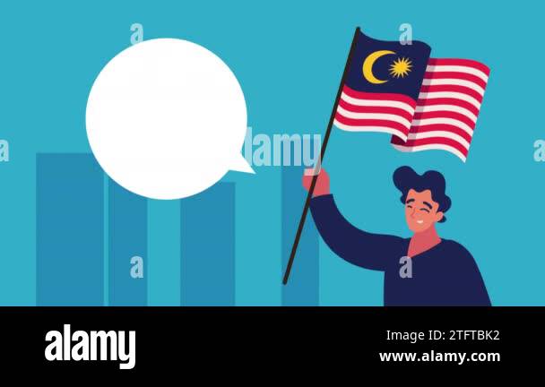 Man With Malaysian Flag Animation Stock Video Footage Alamy