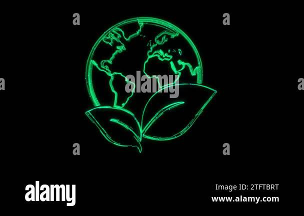 Environment Animated Icon appearing with Lines on black background ...