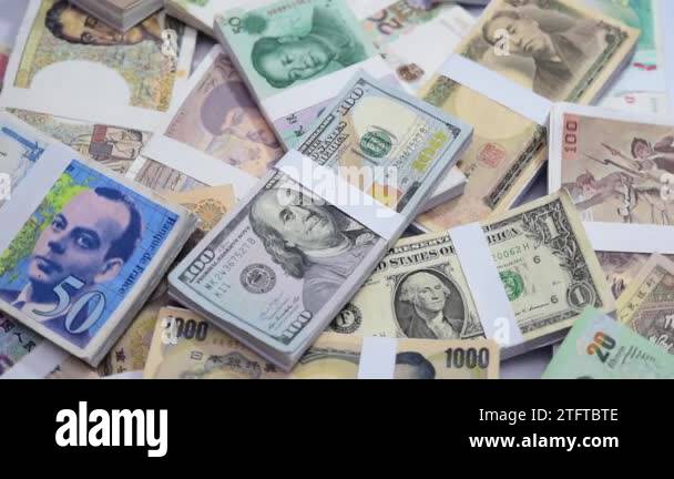 rotating variety currency banknote pack Stock Video Footage - Alamy