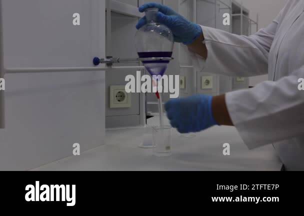 Separating funnel laboratory glassware used in liquid-liquid extractions to separate or ...