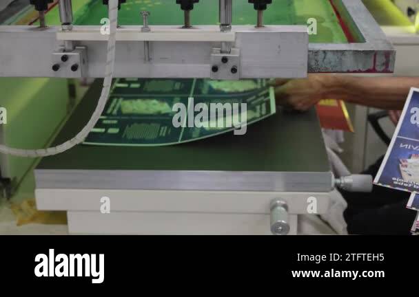 Automatic Silk Screen Printing Machine Print Office Stock Video Footage ...