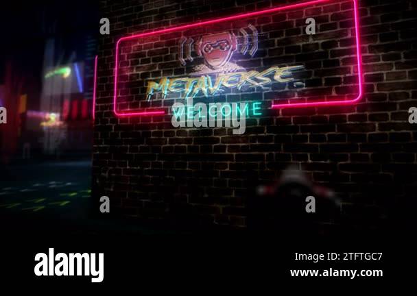 Metaverse hologram and neon. Futuristic cyberpunk style introduction animation. Modern abstract ...