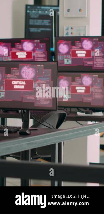 Vertical Video Empty Agency Office With Multiple Monitors Showing