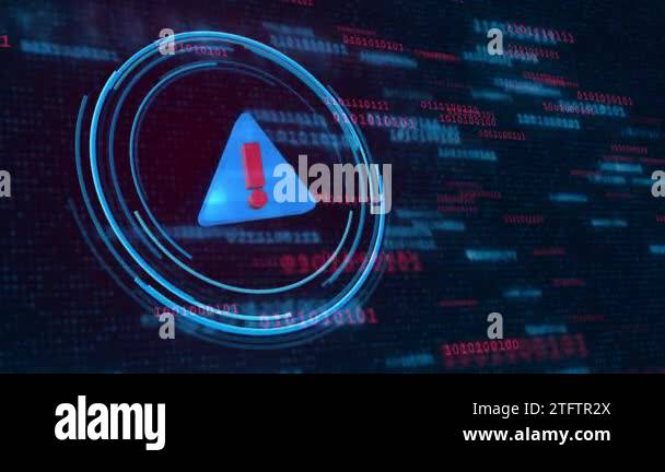 Warning error exclamation mark Failed Systems Computer Cyberpunk Loop Animation Stock Video ...