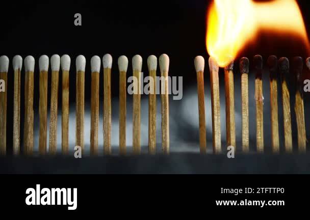 matchstick in row burning from one to another and stop cause of ...
