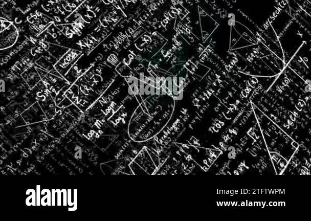 Animation of human digital head spinning with mathematical equations on ...