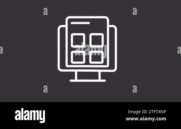 Animated web content white line icon. Website information. Multimedia ...