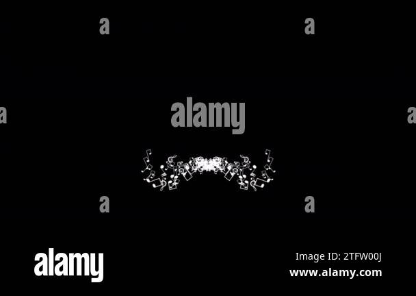 musical notes, fly out and scatter, animation on a transparent ...