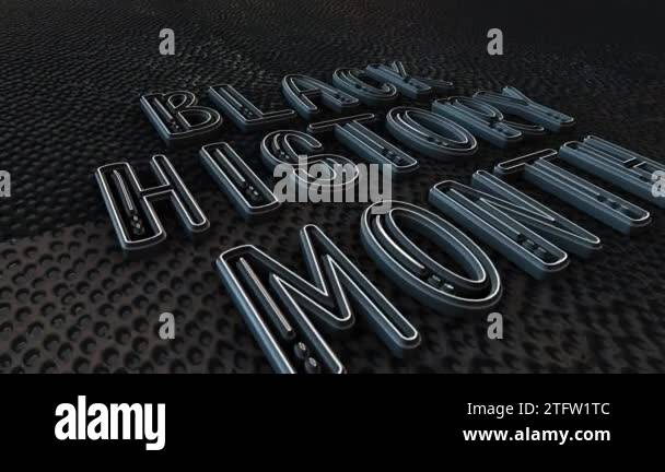 3D chrome white text word cloud flying BLACK HISTORY MONTH animation ...