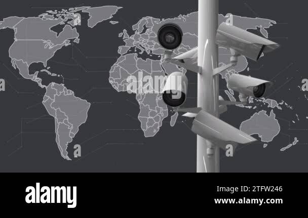 Animation of online security cctv cameras and data processing over ...