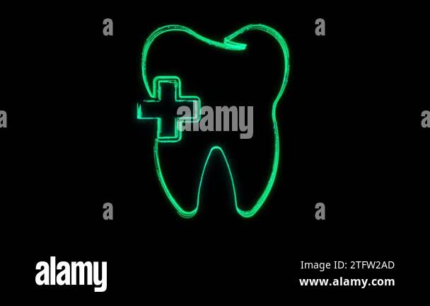Teeth Animated Icon appearing with Lines on black background. Clearing ...
