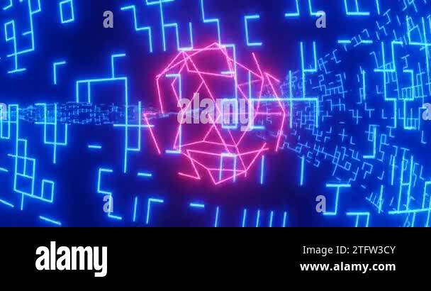 Sci-fi hi-tech matrix looped animation.Glittering and flashing lines ...