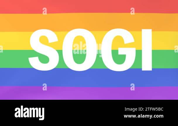 3dcg animation of the LGBT symbol, the rainbow flag, and the SOGI logo waving in the wind Stock ...