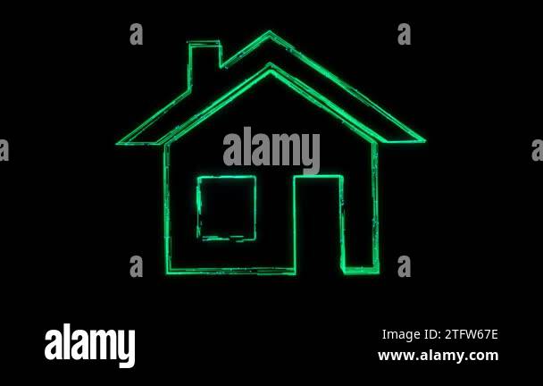 House Animated Icon appearing with Lines on black background. Property ...