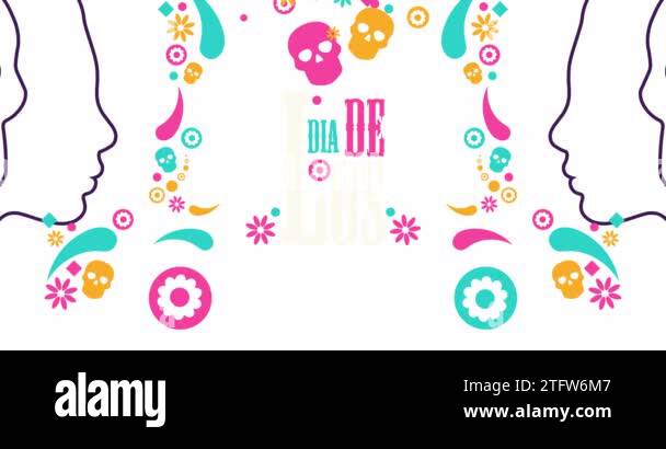 Inscription Day of the Dead in Spanish. Dia de los Muertos holiday ...