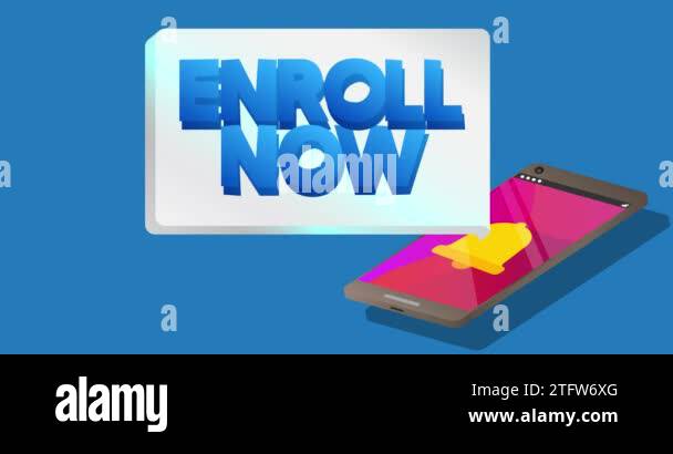 Enroll Now Text on notification bubble from portable information device ...