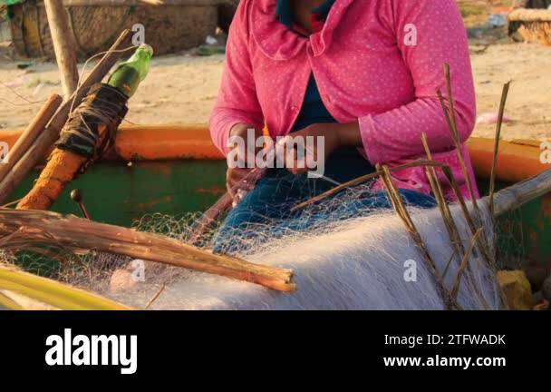 Woman fishing with net beach Stock Videos & Footage - HD and 4K Video ...
