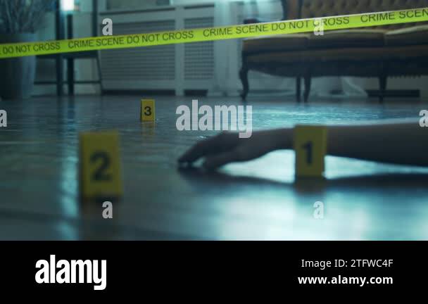 Closeup of a Crime Scene in a Deceased Persons Home. Dead man, Police ...