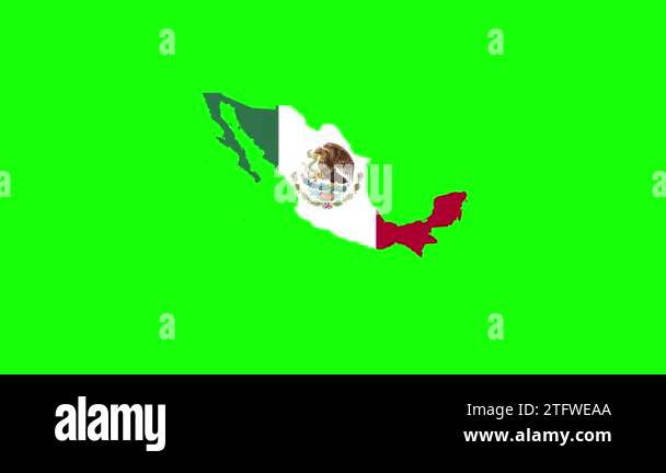 Green screen with Mexico flag fluttering in the wind and featuring a ...