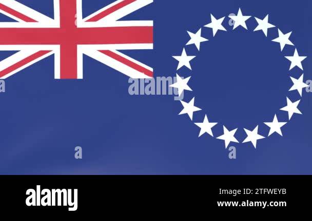 3DCG animation of national flags fluttering in the wind, Cook Islands ...