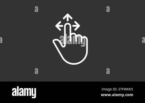 Animated drag white linear icon. Tap and pull image. Touchscreen ...