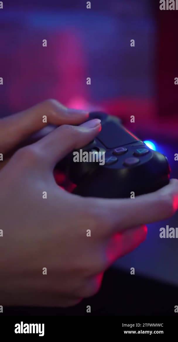 Men's hands holding joystick controller Stock Video Footage - Alamy