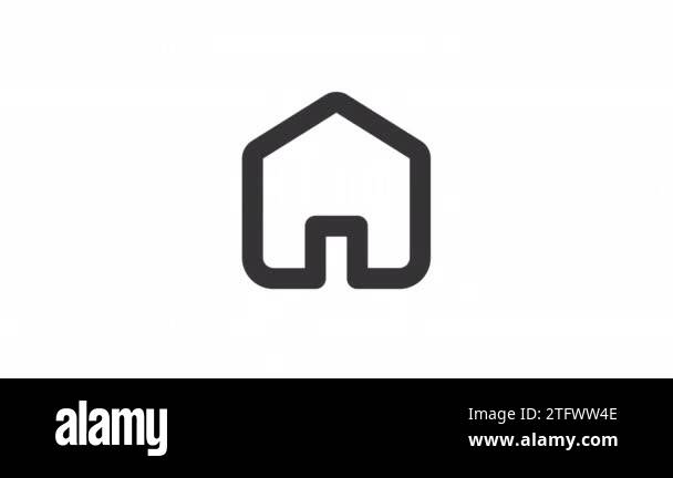 Animated home line ui icon. Open website homepage. Shortcut. Seamless loop HD video with alpha ...