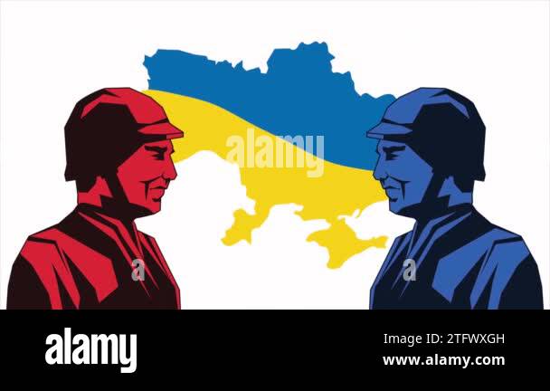 ukrainian war animation with soldiers and map ,4k video animated Stock ...