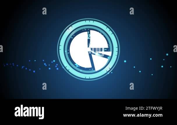 Animation of clock moving over diagram. Social media and digital ...