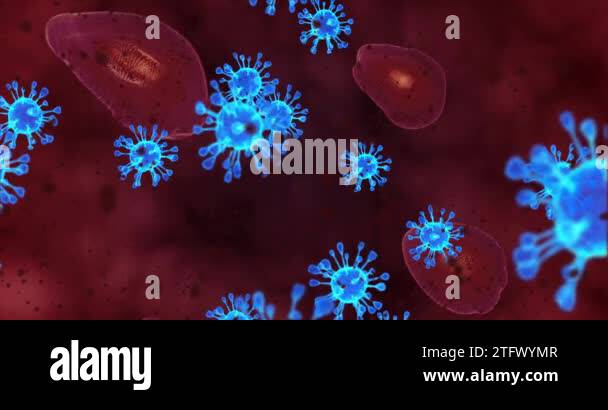Coronavirus cells. Animation group of viruses that cause respiratory ...