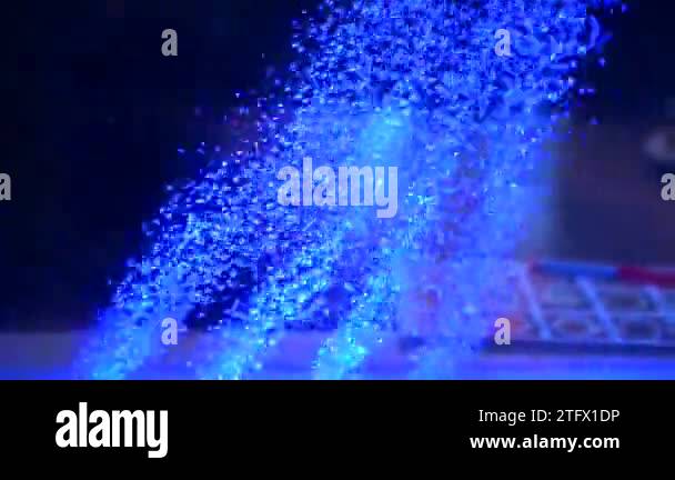 Water bubbles rising background. Jet heads blowing bubbles and LED ...