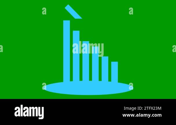 Animated blue chart of financial decline with a trend line chart. Economic crisis, recession ...