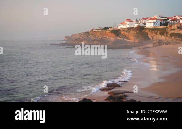 Praia das Macas Apple Beach in Colares, Portugal, on a stormy day ...