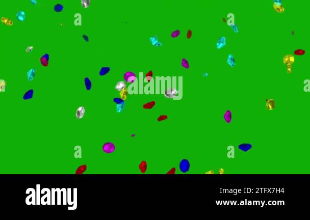 Falling colorful diamonds motion graphics with green screen background ...