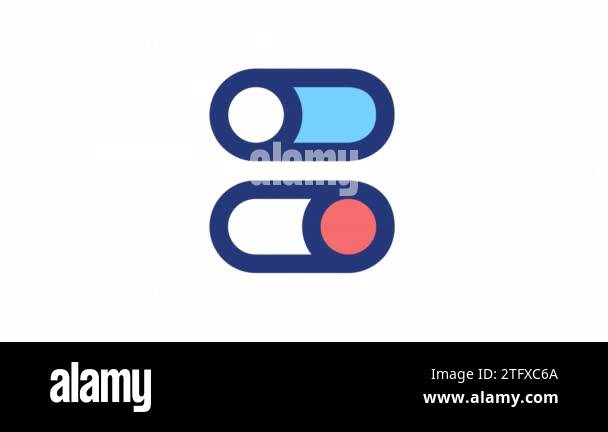 Animated shifting color ui icon. Switch on and off buttons. Changing settings. Seamless loop HD ...