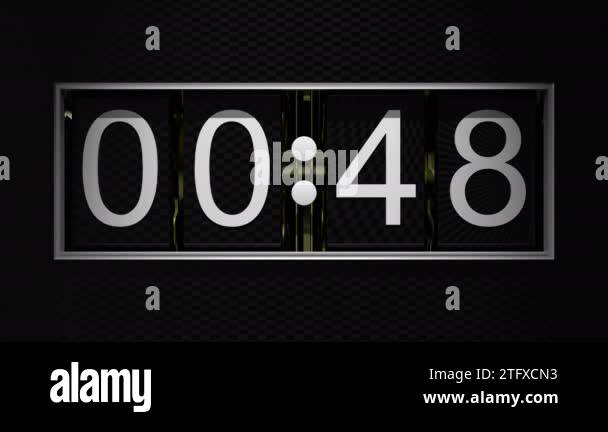 Countdown from 1 minute to 0 seconds, close up of a mechanical clock ...