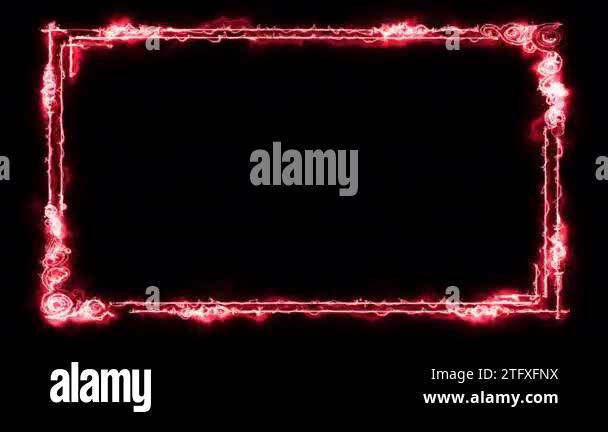 Red seamless abstract motion frame background with animated neon glow ...