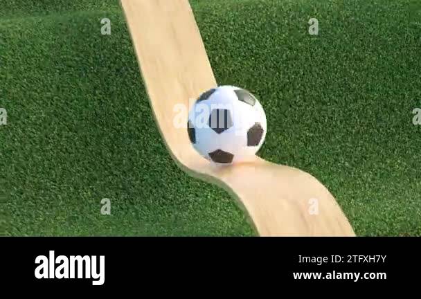 Satisfying looped animation of a soccer ball rolling on wood and grass ...