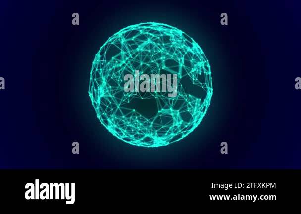 Abstract 3d futuristic sphere. Data visualization. Particles and Energy ...
