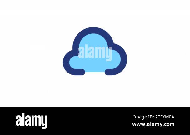 Animated download color ui icon. Large file storage in cloud. Encrypting data on server ...