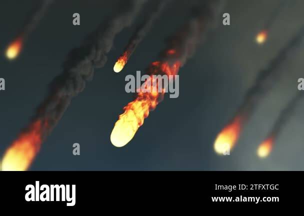 3d Animation of a meteor shower burning up in the earth's atmosphere ...