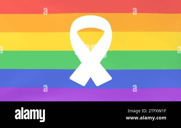 3dcg animation of LGBT symbols, rainbow flags and human rights ribbons ...
