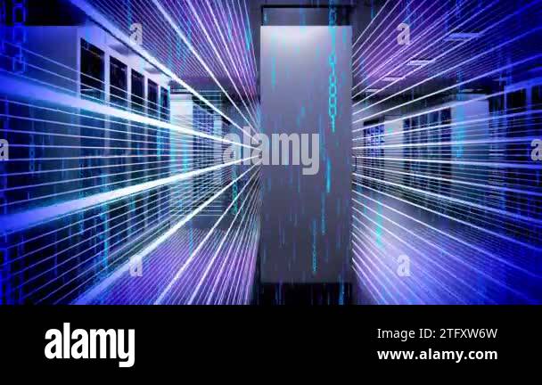 Rack Servers And Falling Binary Code Data Centre Hosting Storage 3600