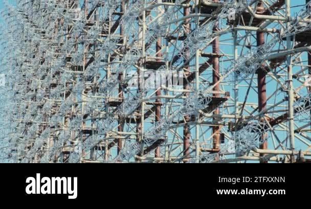Radio antenna Soviet woodpecker, cold war. Giant metal structure for ...