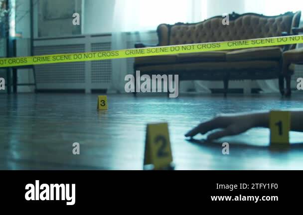 Closeup of a Crime Scene in a Deceased Persons Home. Dead man, Police ...