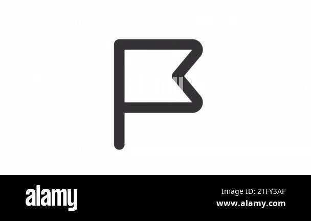 Animated simple flag line ui icon. Reporting bugs, issues on site. Seamless loop HD video with ...