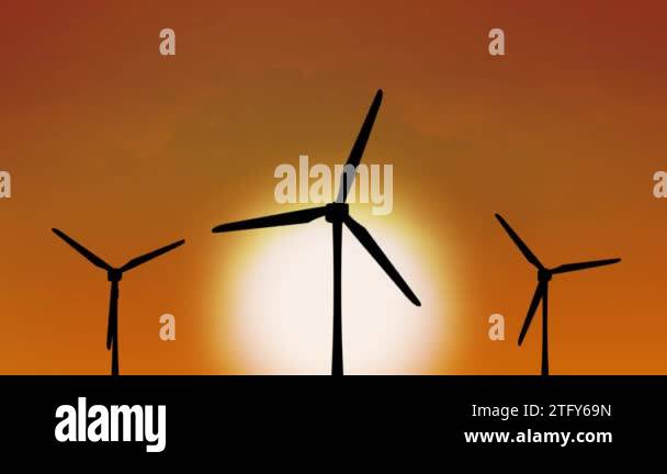 Sky Clouds Wind farm wind turbines generating electricity Wind energy ...