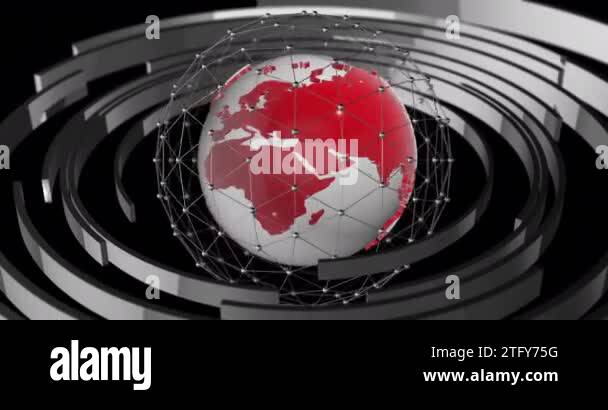 3D Rendering spinning globe sphere with circle geometry. Elegant and ...