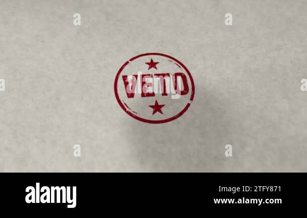 Veto stamp loopable and seamless animation. Hand stamping impact. Opposition, objection and ...